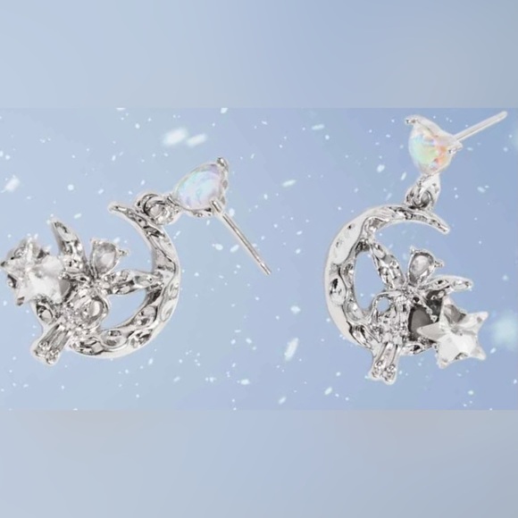 Jewelry | Fairy On Moon Silver Crescent Amethyst Faerie Pixie Sprite ...